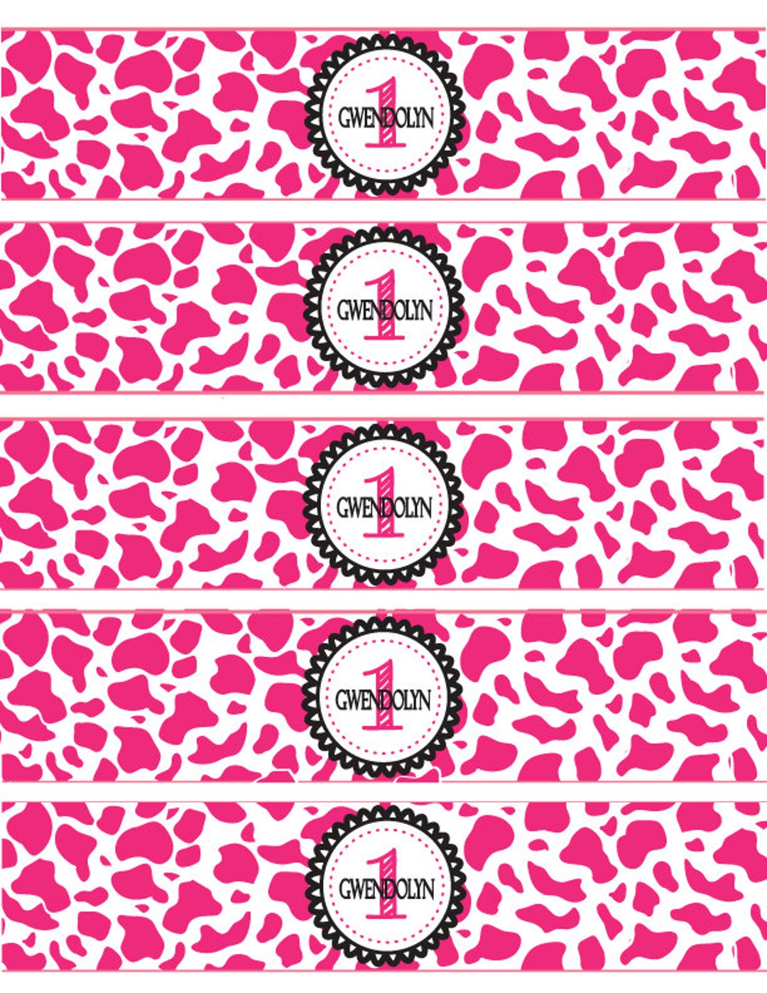 Cow Print Farm Theme Water Bottle Drink Party Labels (pdf File ...