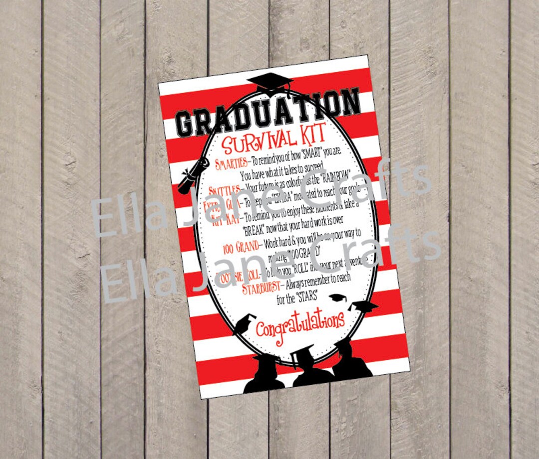 Graduation Survival Kits- Graduation Gifts, Grad Kits- PDF File Instant ...