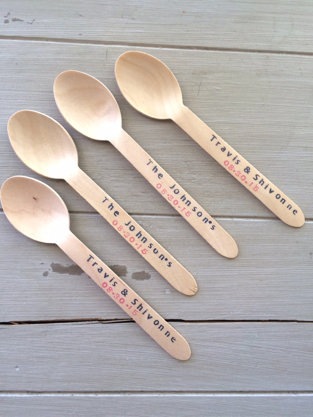 Wedding Personalized Wooden Ice Cream Party or Party Favor Spoons or ...
