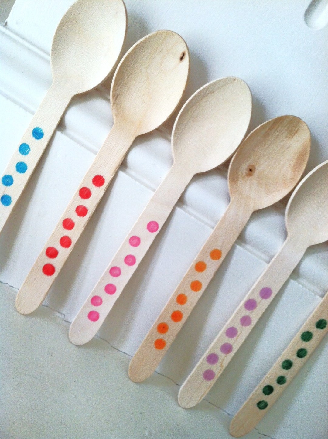 Polka Dot Wooden Ice Cream or Party Spoons-customized in Your Color ...