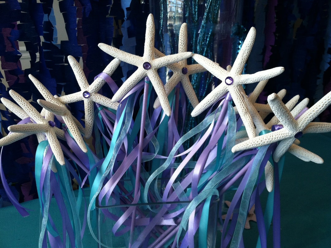 Mermaid Wands, Starfish Ribbon Wands, Flowergirl Bouquet, Under the Sea ...