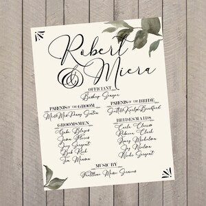 Wedding Program Sign, Bridal Party Sign, Wedding Program, Program Sign ...
