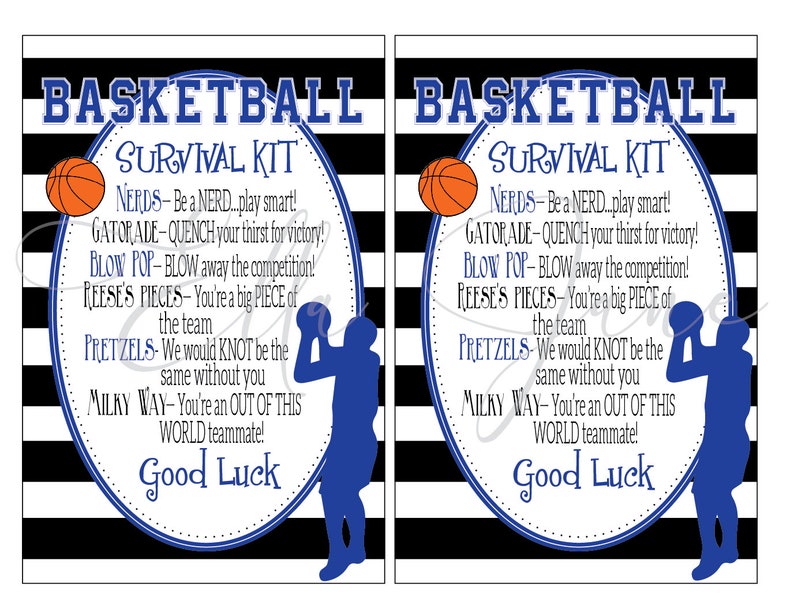 Basketball Competition Survival Kits- INSTANT DOWNLOAD, Bball Gifts ...