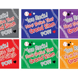 Baseball Good Luck Favor Tags Instant Download, PDF File, Pop Rock Gift ...