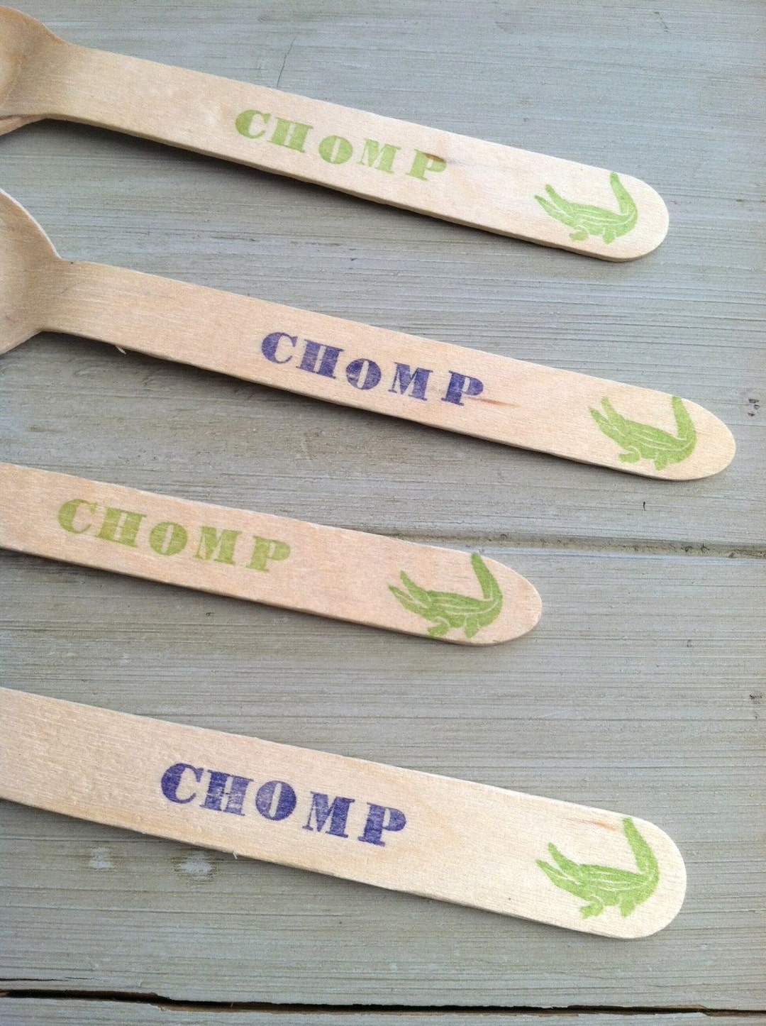 Alligator Wooden Party Spoon, Birthday Party Stamped Wooden Ice Cream ...