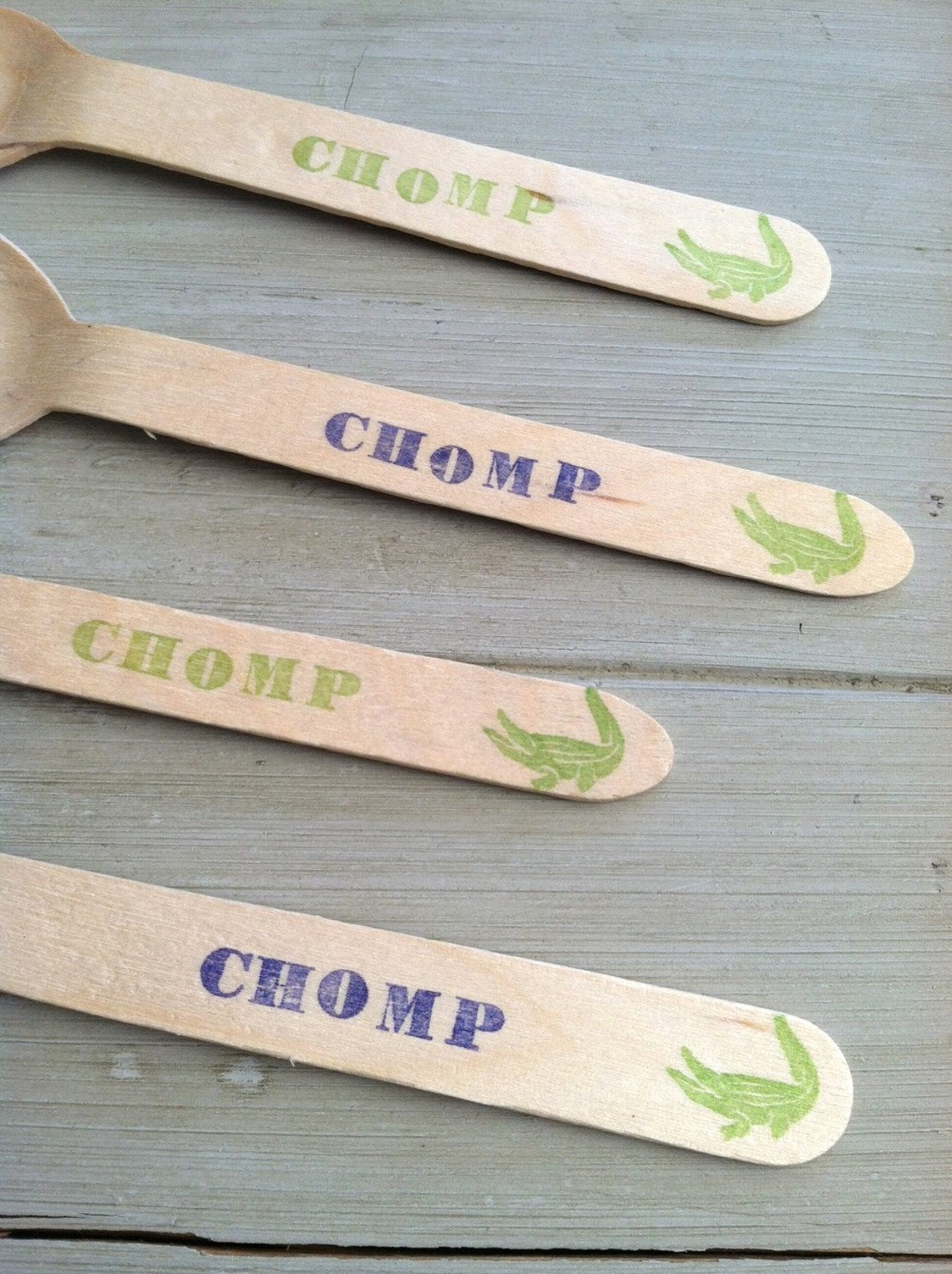 Alligator Wooden Party Spoon Birthday Party Stamped Wooden - Etsy