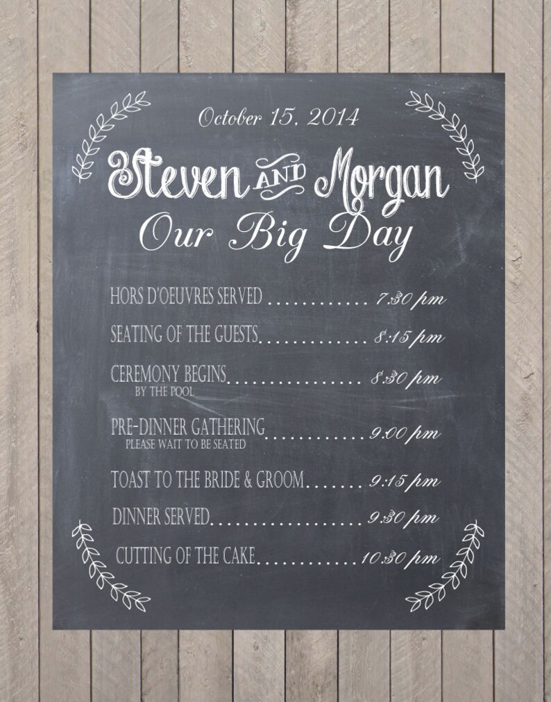 Wedding Program Sign Wedding Reception Sign Wedding Schedule | Etsy