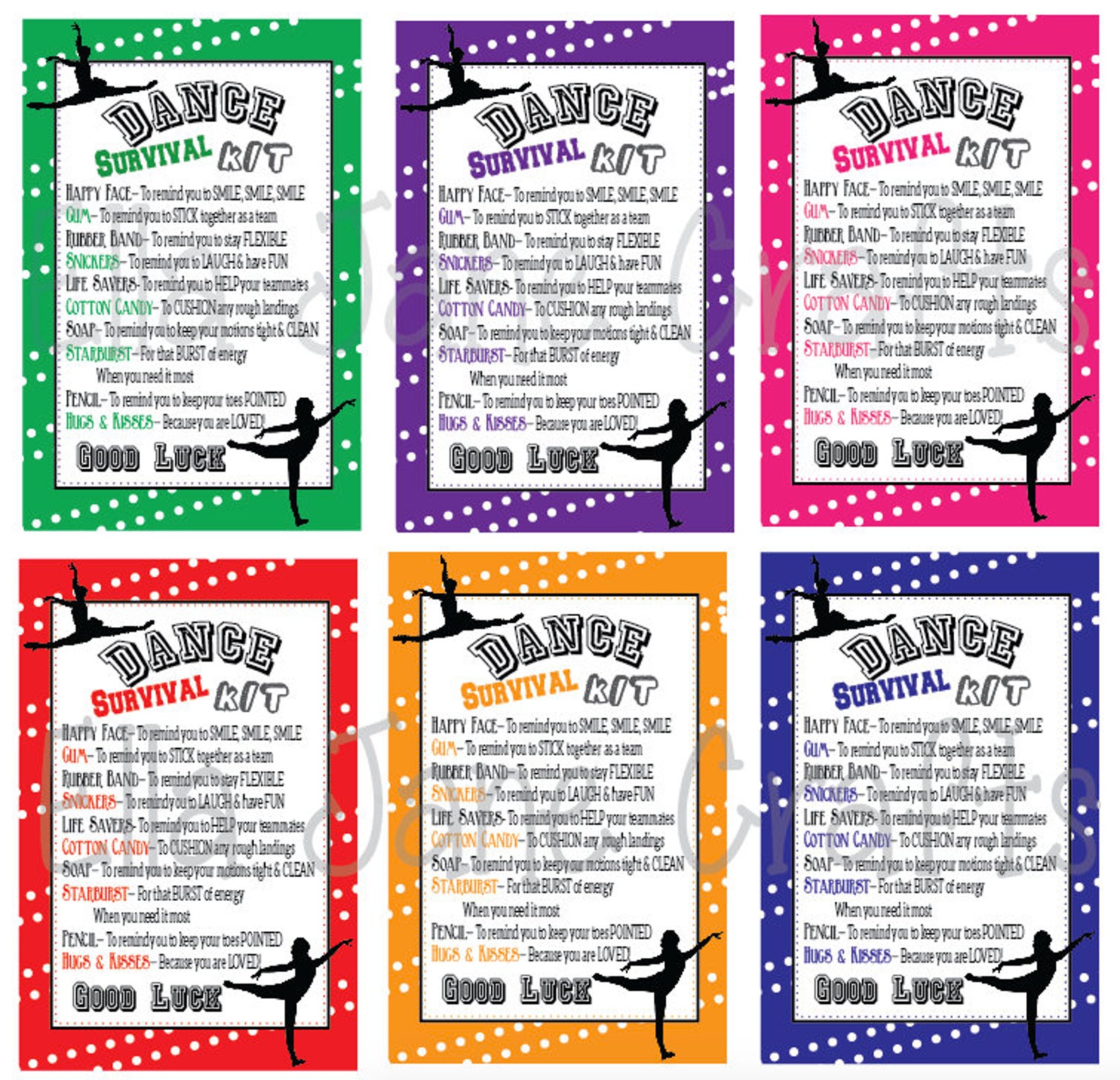 Dance Competition Survival Kits- Dance Gifts, Team Gift, PDF File ...