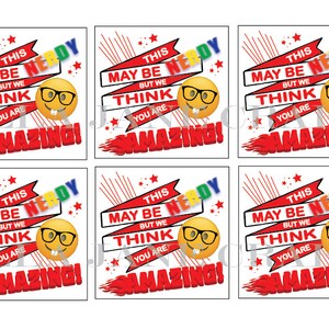 Good Luck Gift Tag- Nerds Gift Card, Candy Favor Tags- PDF File Instant ...