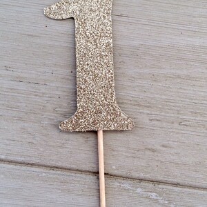 Gold Glitter Number One Cupcake Toppers, With Ribbon Bows- 1st Birthday ...