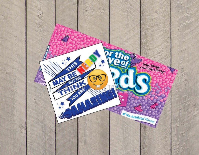 Good Luck Gift Tag- Nerds Gift Card, Candy Favor Tags- PDF File Instant ...