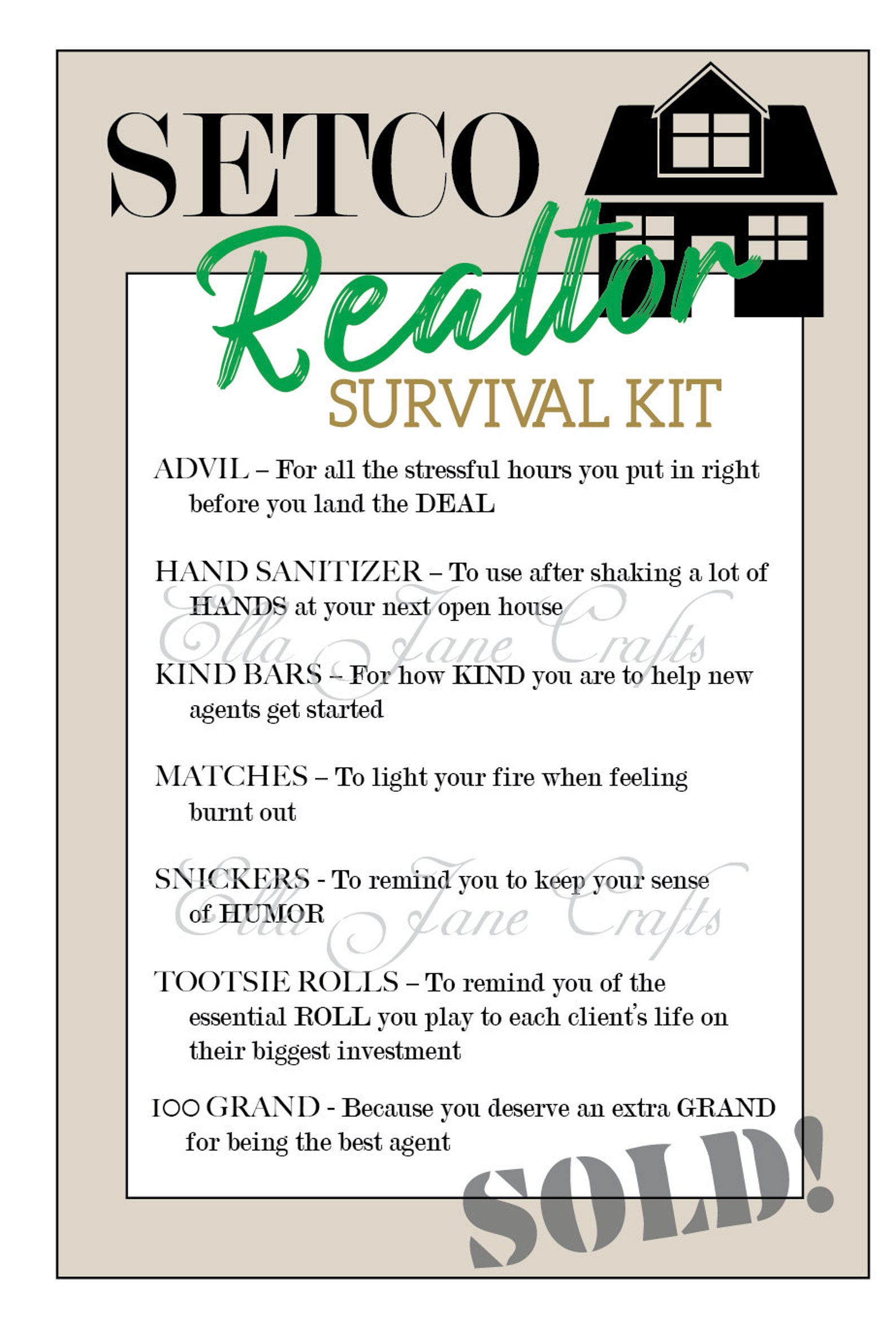 Real Estate Agent Survival Kits Realtor Kit Realtor Survival - Etsy