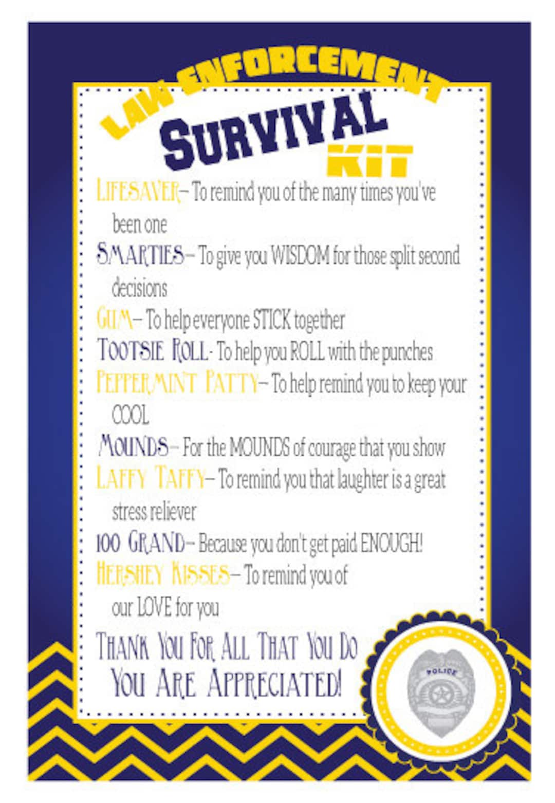 Police Survival Kits, Law Enforcement Gifts, Police Gifts- PDF File ...