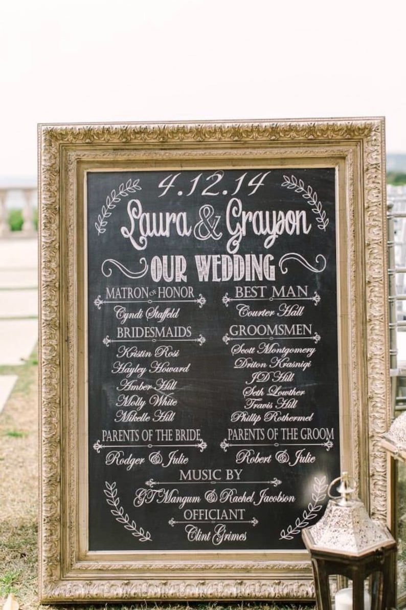 Custom Wedding Bridal Party Elegant Gold Program Sign Wedding - Etsy