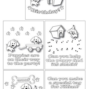 Personalized Puppy Birthday Party Coloring Book Party Favor PDF File - Etsy