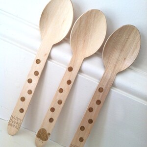Thanksgiving Spoons, Holiday Silverware, Wooden Ice Cream or Party ...