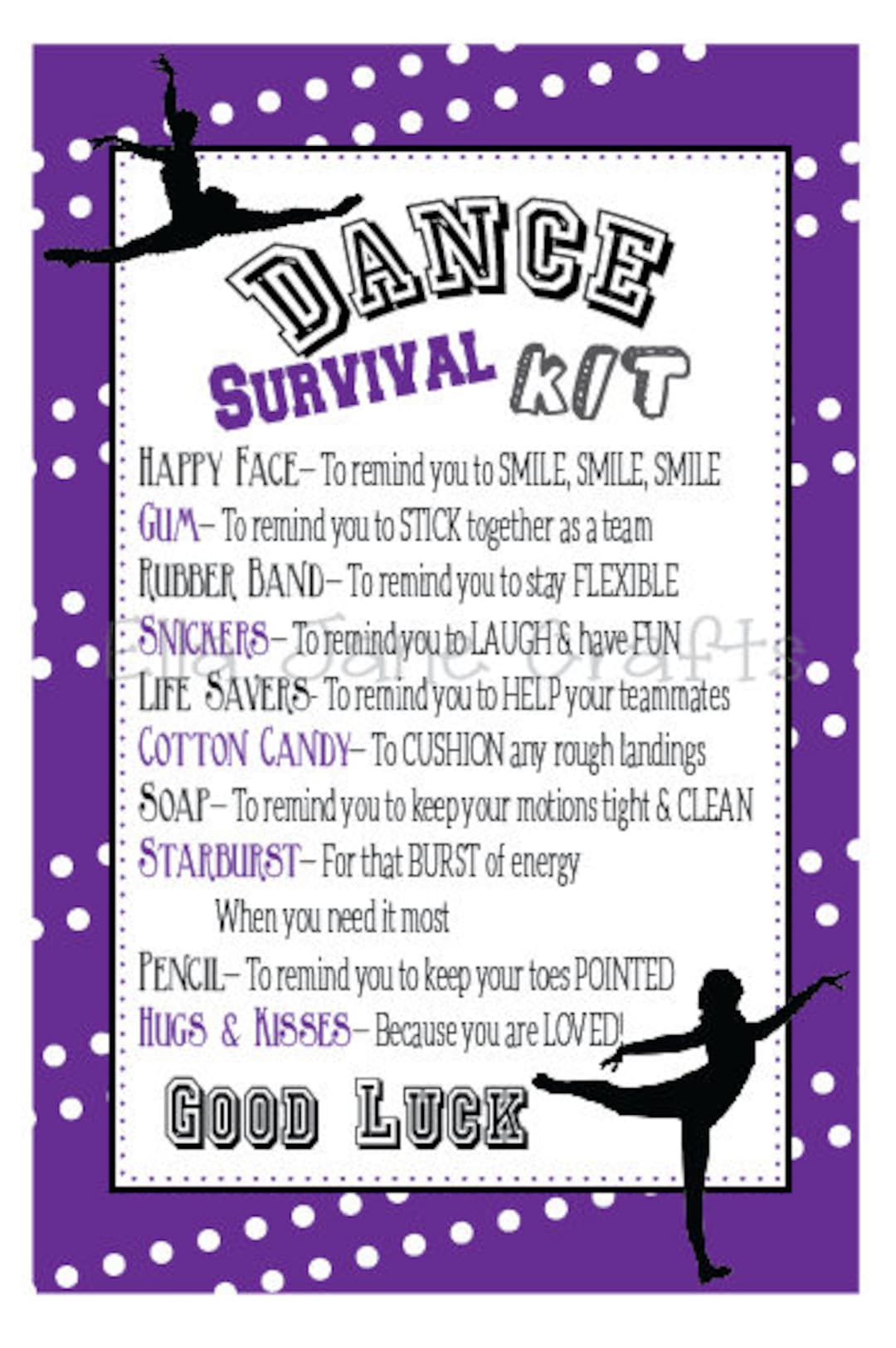 Dance Competition Survival Kits- Dance Gifts, Team Gift, PDF File ...