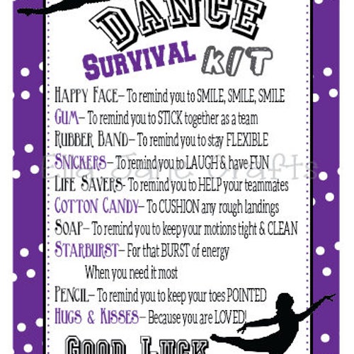 Dance Competition Survival Kits Dance Gifts Team Gift PDF - Etsy Canada