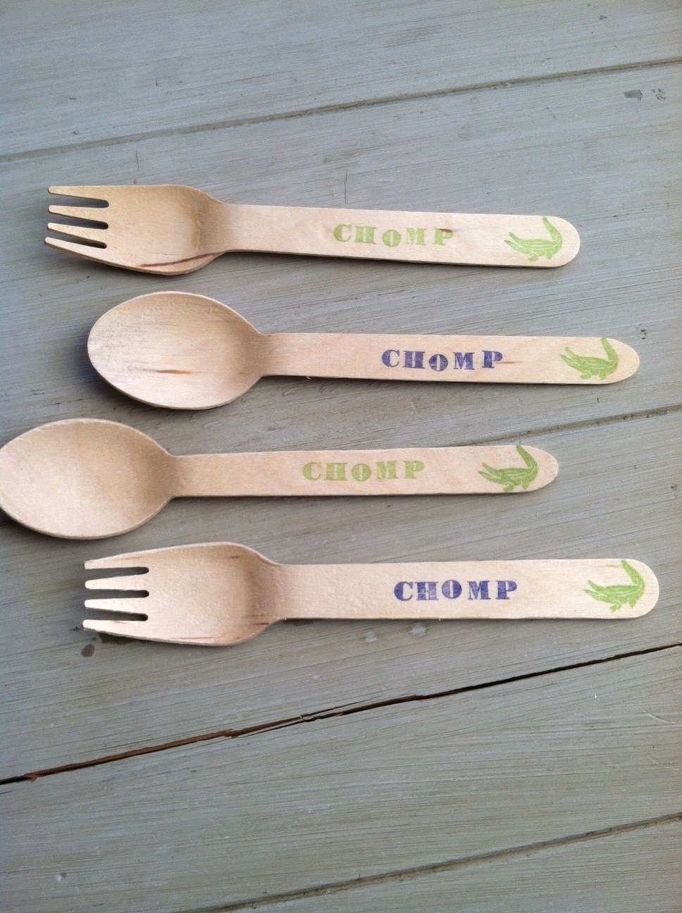 Alligator Wooden Party Spoon Birthday Party Stamped Wooden - Etsy