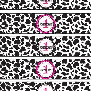 Cow Print Farm Theme Water Bottle Drink Party Labels (pdf File ...