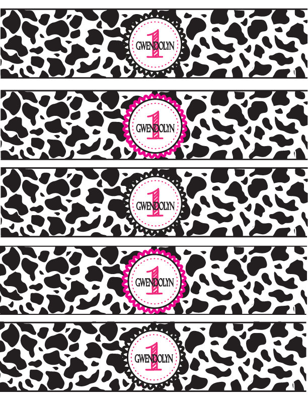 Cow Print Farm Theme Water Bottle Drink Party Labels pdf - Etsy
