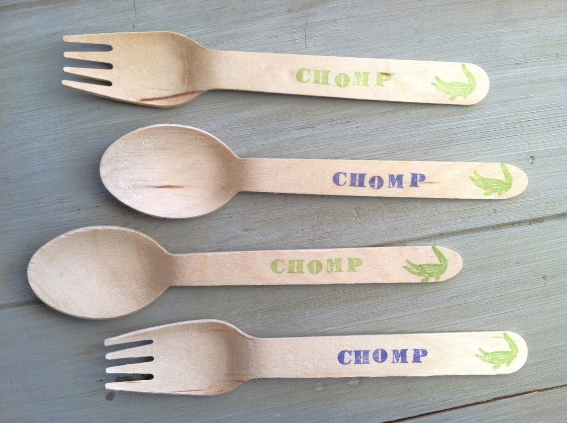 Alligator Wooden Party Spoon Birthday Party Stamped Wooden - Etsy