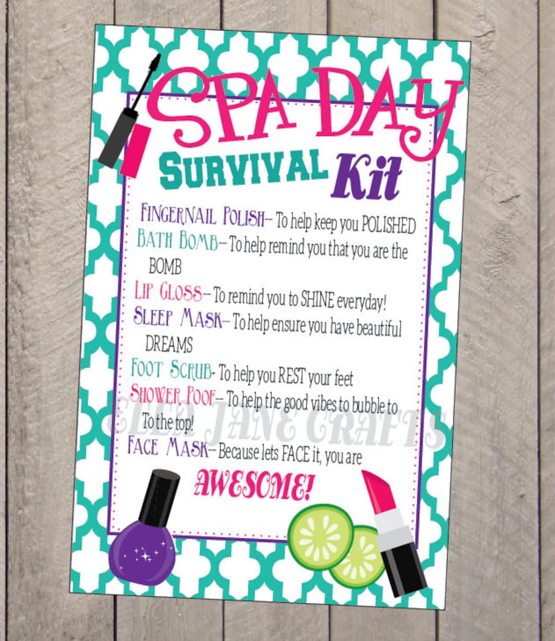 Spa Survival Kits, Spa Party Survival Kit, Beauty Kit, Bauty Survival ...