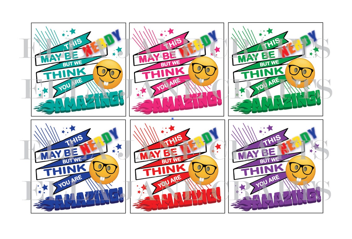 Good Luck Gift Tag Nerds Gift Card Candy Favor Tags PDF - Etsy