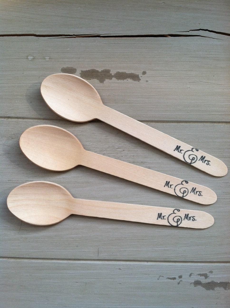Wooden Silverware Wedding Wooden Spoons Mr & Mrs Wooden | Etsy