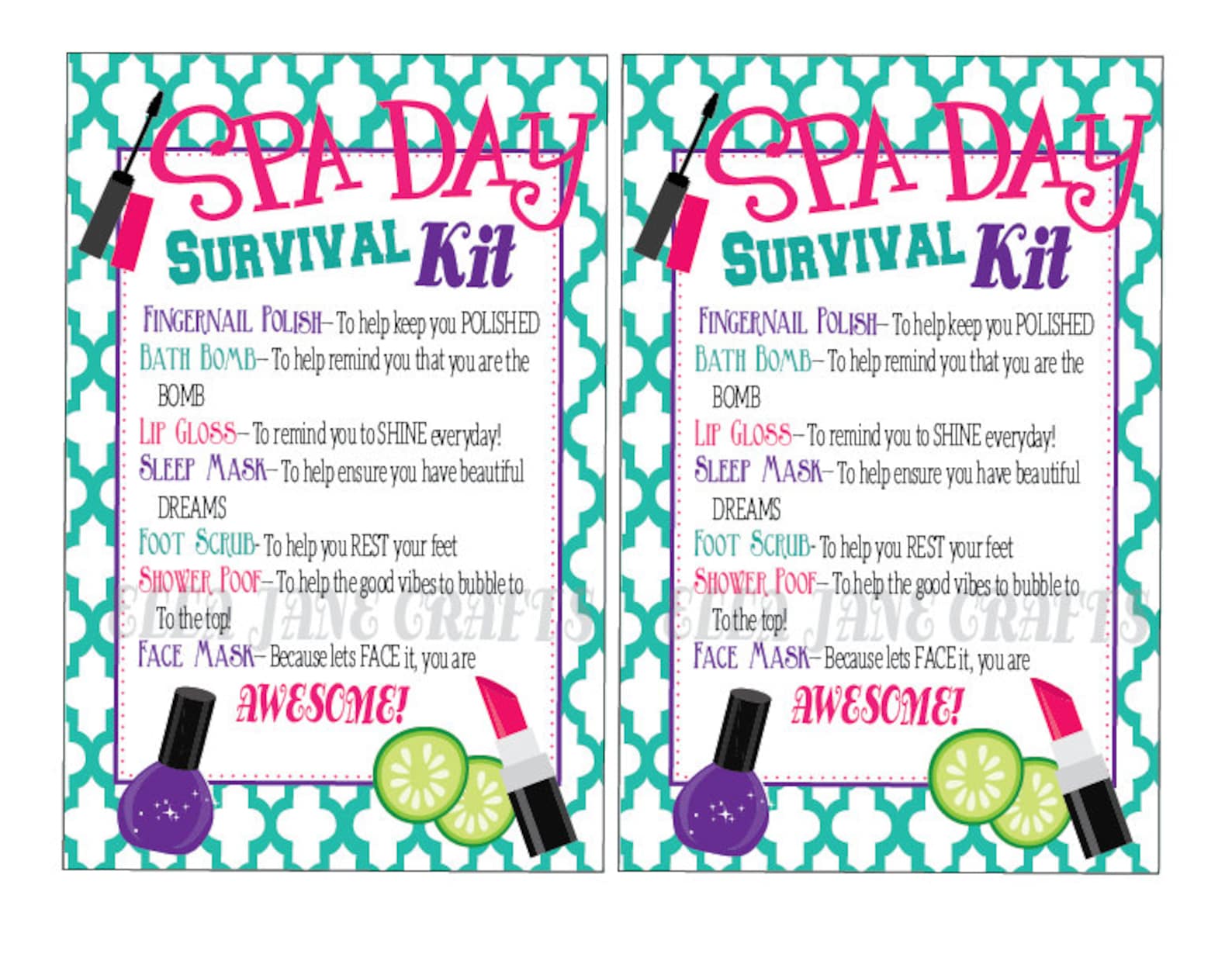 Spa Survival Kits, Spa Party Survival Kit, Beauty Kit, Bauty Survival ...