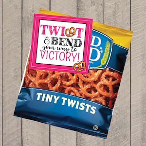 Cheerleading Good Luck Favor Tags, Pretzel Gift Tags, Pretzel Good Luck ...