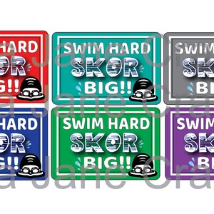 Swimming Good Luck Favor Tags- Swim Team Gifts, Good Luck Candy Tags ...