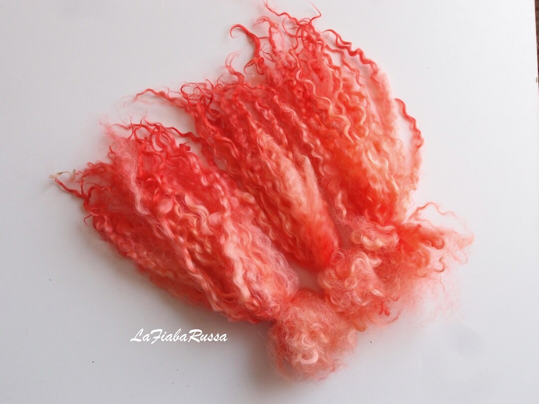 Leicester Long Wool Curly Locks Strawberry Pink Doll Hair for Fwlting ...