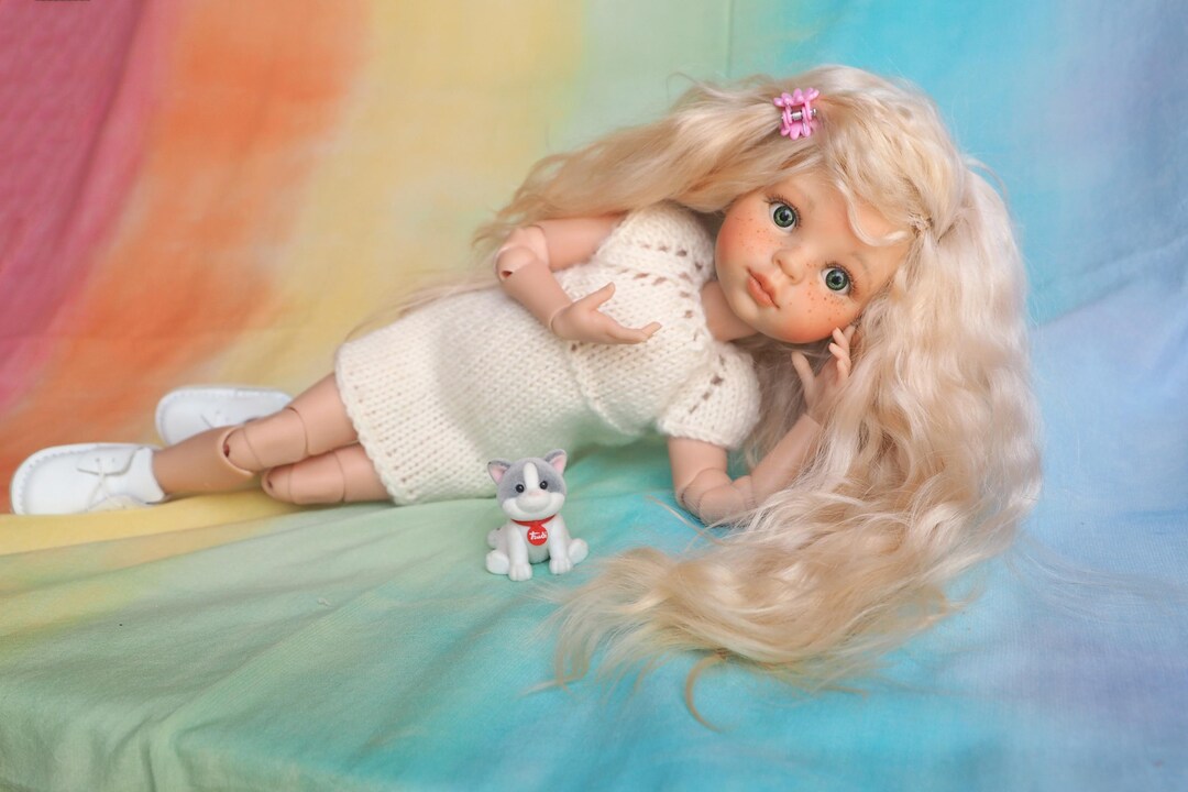 OOAK Paola Reina Doll 32cm Blonde Mohair Natural Long Hair, Jointed ...