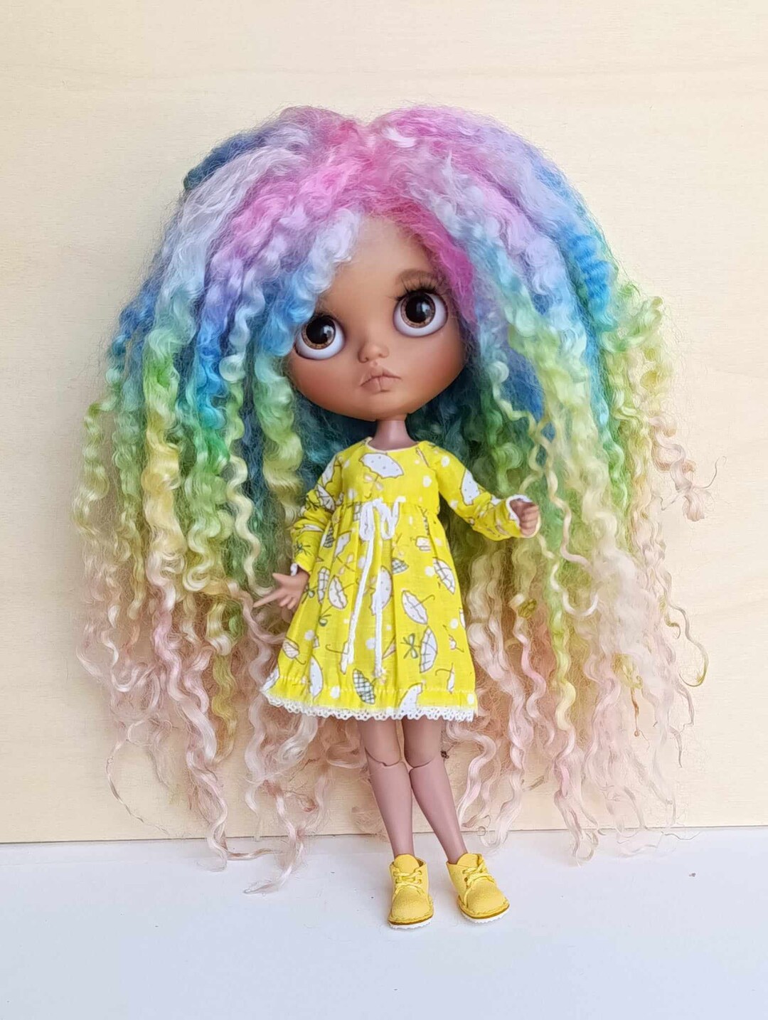 Blythe Doll Complete Scalp From Sheep Mohair Locks Rainbow Hair Ready ...