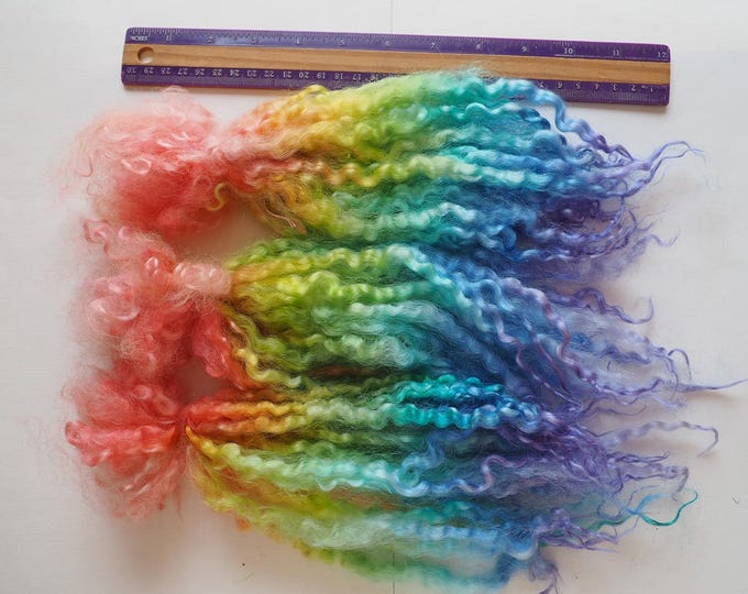 Curly Long Wool Locks, Rainbow Hair for Dolls, Fiber for Spinning and ...