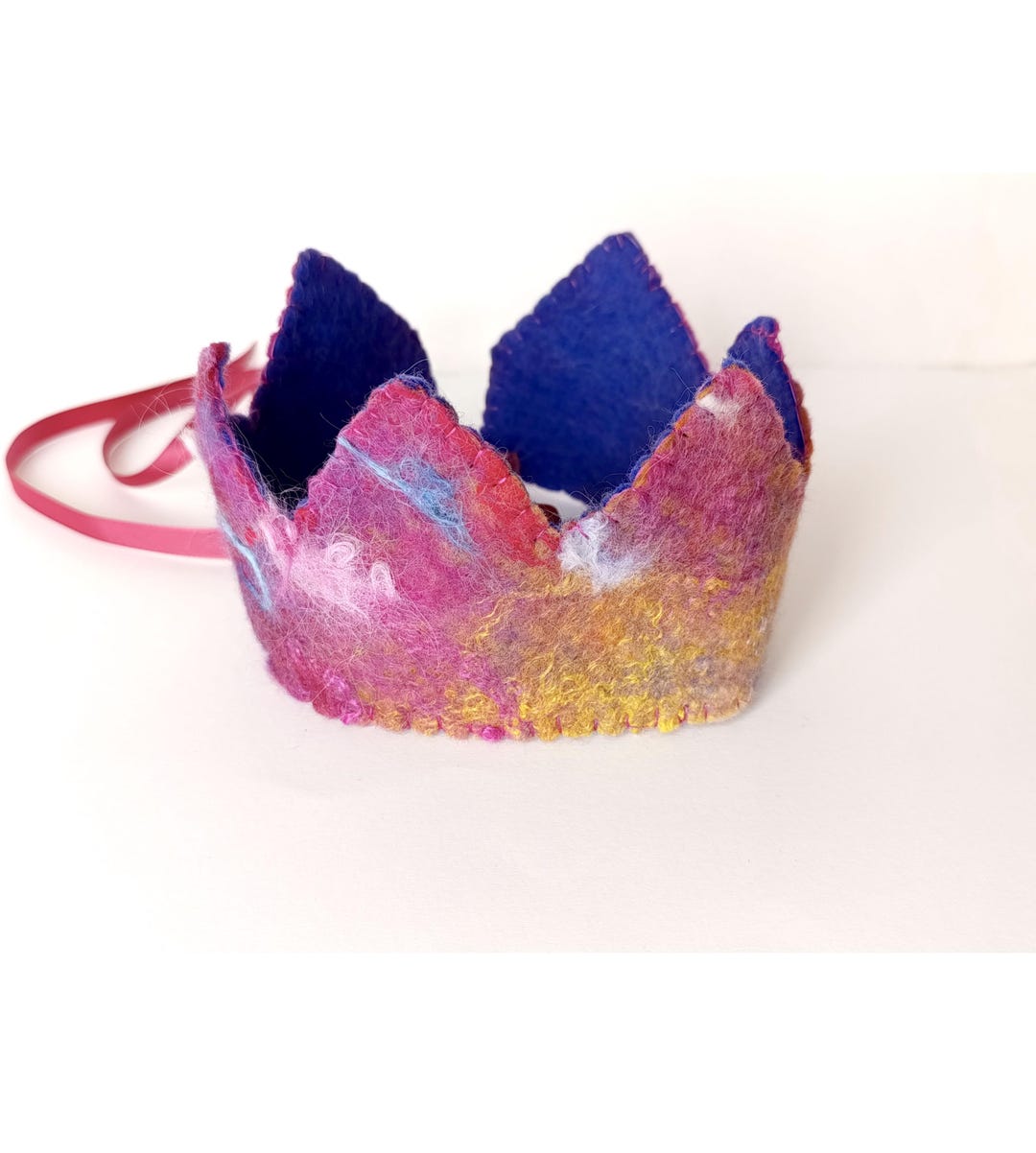 Felted Waldorf Red Yellow Sunset Birthday Felted Crown - Etsy
