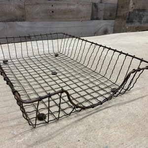 Vintage Wire Basket, Metal Paper Storage Bin, Desk Top Organizer - Etsy