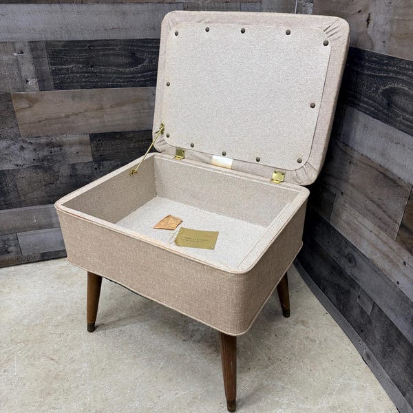 Mid Century Storage Ottoman - Etsy