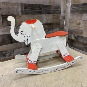 Vintage Folk Art Elephant Rocker, Wood Child's Riding Toy, Primitive ...