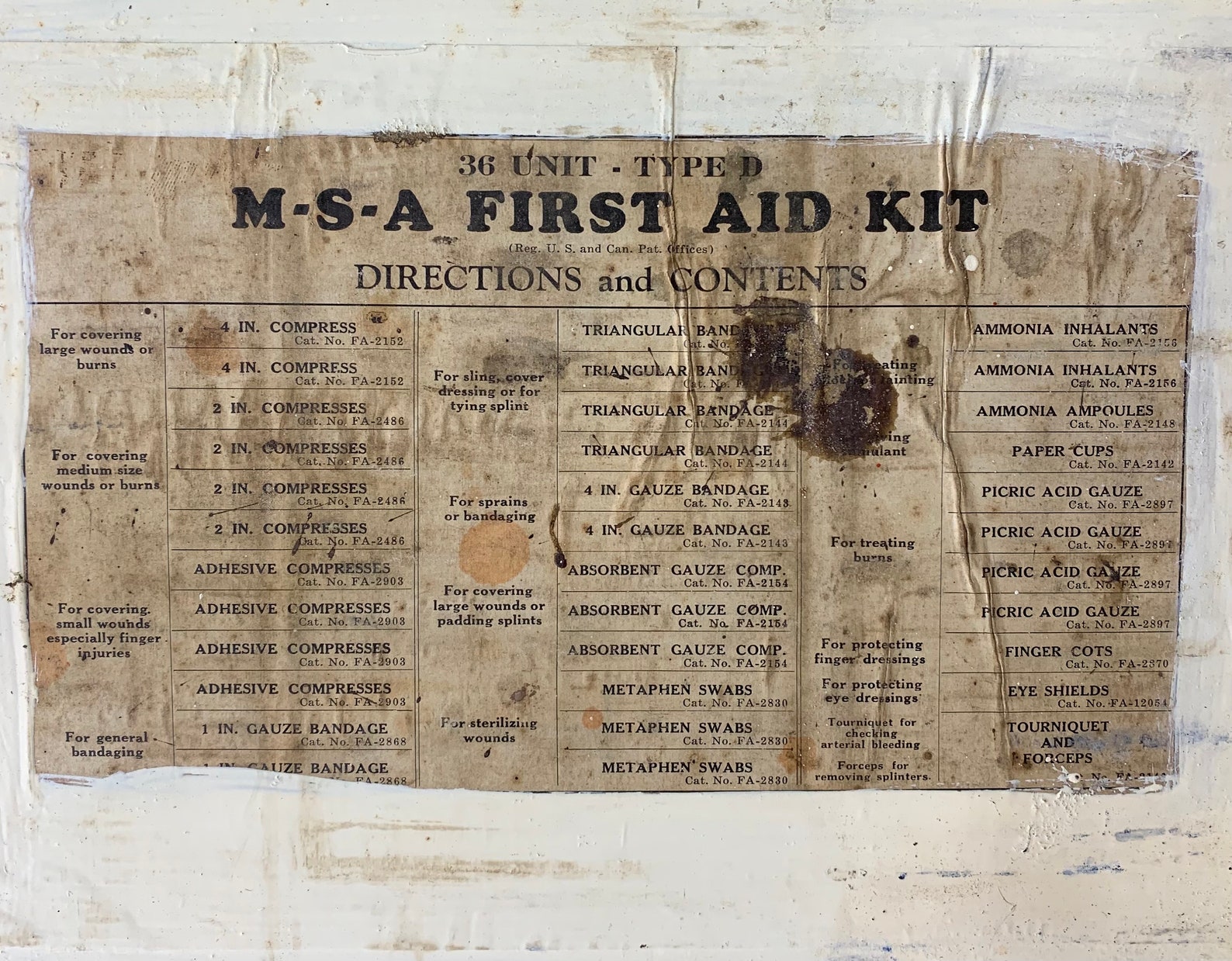 Antique 1930's MSA First Aid Kit With Supplies, Vintage Collectible ...