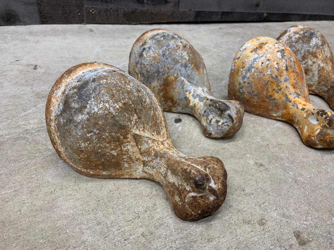 Set of 4 Antique Cast Iron Bathroom Tub Feet, Matching Eagle Talon Ball ...