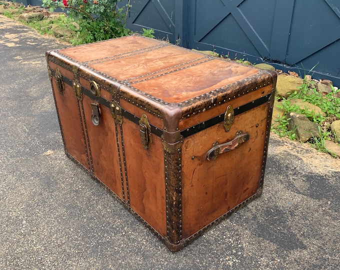 Antique Leatheroid Steamer Trunk, Large Vintage Storage Chest *** Local ...