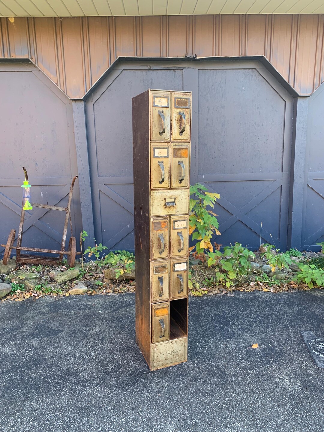 Antique Vertical Filing Cabinet, Tall Vintage Metal Storage Drawers ...