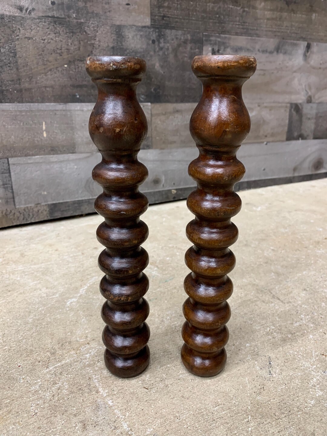 Pair of Antique Jenny Lind Spool Columns, Salvaged Solid Wood Furniture ...