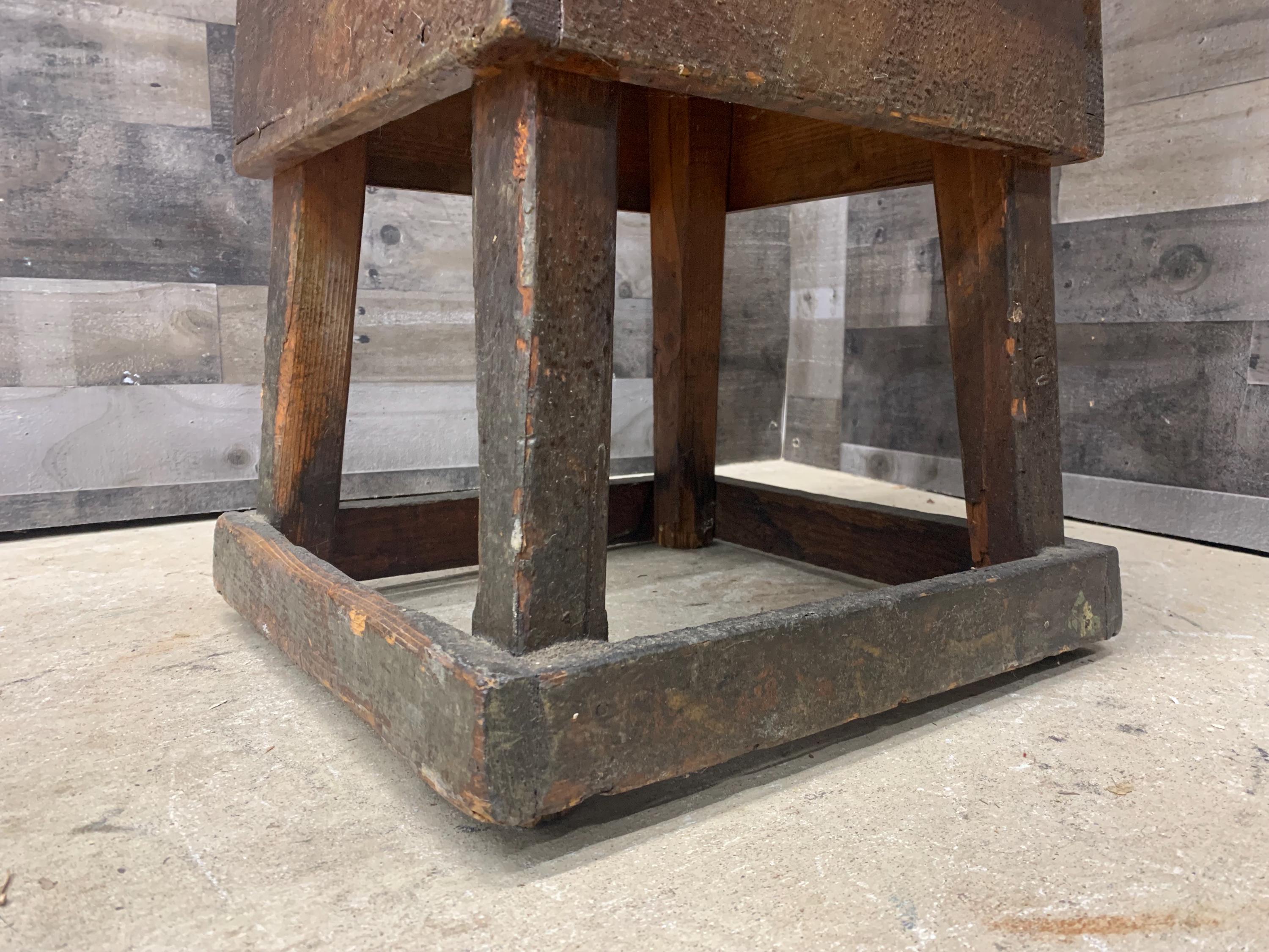 Primitive Wood Shop Stool, Vintage Industrial Manufacturing, Rustic ...