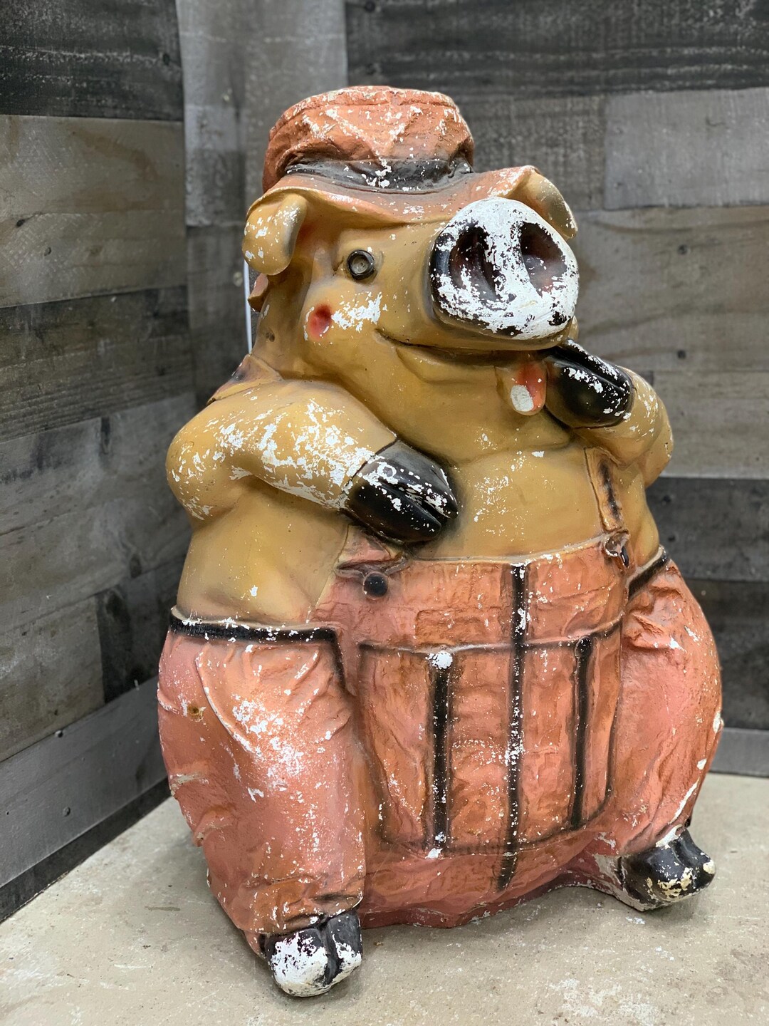 XL Antique Chalkware Pig, Large Big Top Carnival Prize Piggy Bank ...