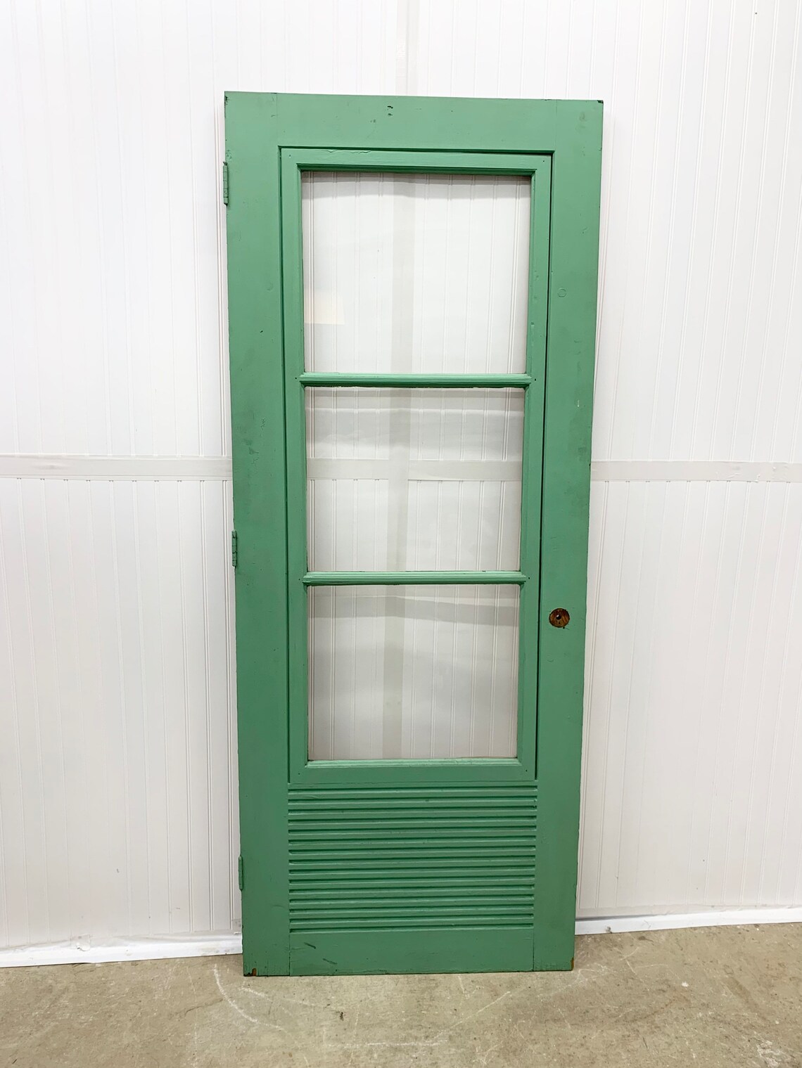 Vtg Green Wood Storm Door 3 Glass Pane Architectural Salvage - Etsy