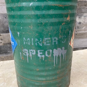 Vintage Miner's Special Steel Drum, Calcium Carbide Storage Container ...