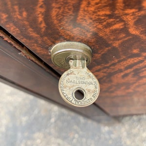 Antique 1930's Industrial Steel Faux Wood Grain Cabinet With Key, Metal ...